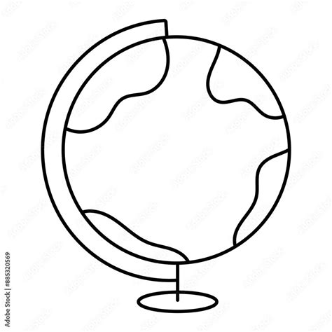 School Globus Icon With Stand Outline Globe Map In Line Style Earth