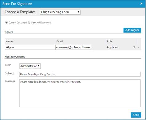 Send A Document For Signature In DocuSign From The Web Viewer
