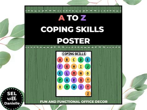 A To Z Coping Skills Poster Functional Office Decor Etsy