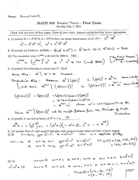 Prime Factorization Number Theory Solved Exam Docsity