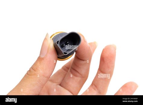 Temperature Sensor In The Car In Hand Isolated On White Background Stock Photo Alamy