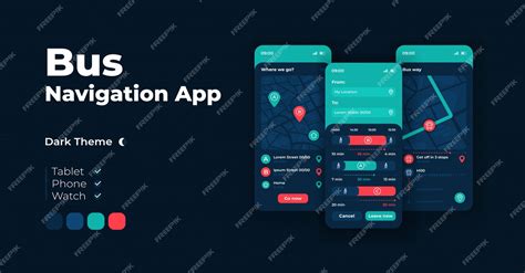 Premium Vector Bus Navigation Cartoon Smartphone Interface Templates Set