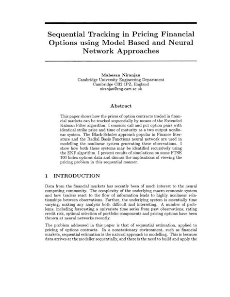 pdf sequential tracking in pricing financial options using model