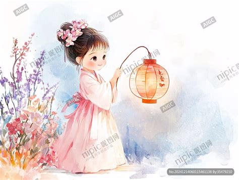 ai创作图手捧灯盏的女孩 提灯丫鬟 古风儿插 汉服女孩插画 女孩提灯笼 唯美小女孩插画 古风小女孩 萌娃插画 卡通儿童古风 中秋古装插画 古装