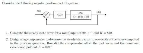 Solved Consider The Following Angular Position Control