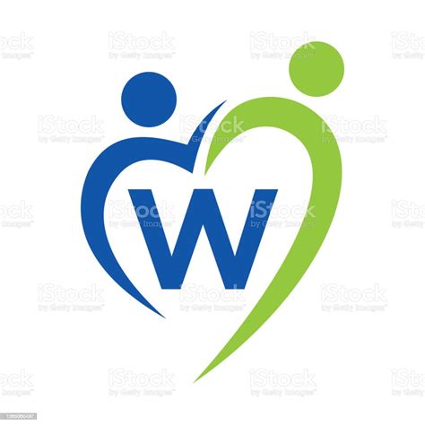 편지 W 벡터 템플릿에 커뮤니티 케어 로고 팀워크 심장 사람들 가족 관리 사랑 로고 자선 재단 창의 자선 기부 기호 W 편지와 함께 0명에 대한 스톡 벡터 아트 및 기타