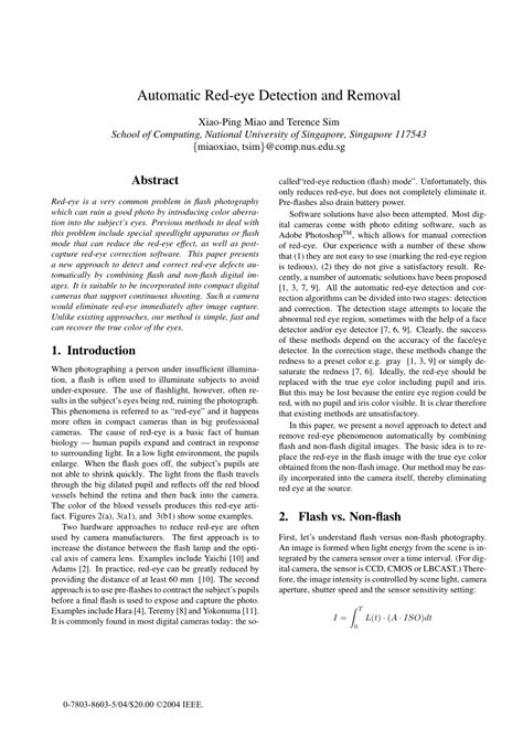 Pdf Automatic Red Eye Detection And Removal