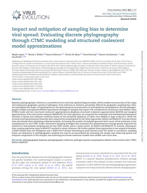 Pdf Impact And Mitigation Of Sampling Bias To Determine Viral Spread