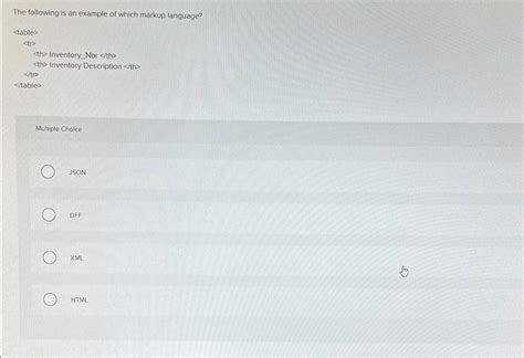Solved The Following Is An Example Of Which Markup Language Chegg Com