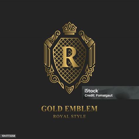 로얄 모노 그램 디자인입니다 럭셔리 체적 로고 템플릿입니다 3d 라인 장식입니다 편지 R 비즈니스 기호 배지 크레스트 레이블 부티크 브랜드 호텔 레스토랑 Heraldic의
