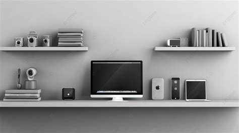 장치 컴퓨터 노트북 휴대 전화 및 태블릿 Pc 3d 그림을 갖춘 매끄러운 회색 벽 선반 배너 컴퓨터 전화 컴퓨터 Pc 배경 일러스트 및 사진 무료 다운로드 Pngtree