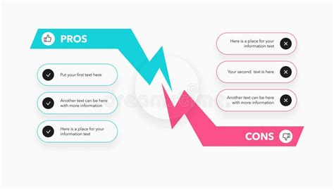 Simple Pros And Cons Diagram On Decision Making Process Stock Vector