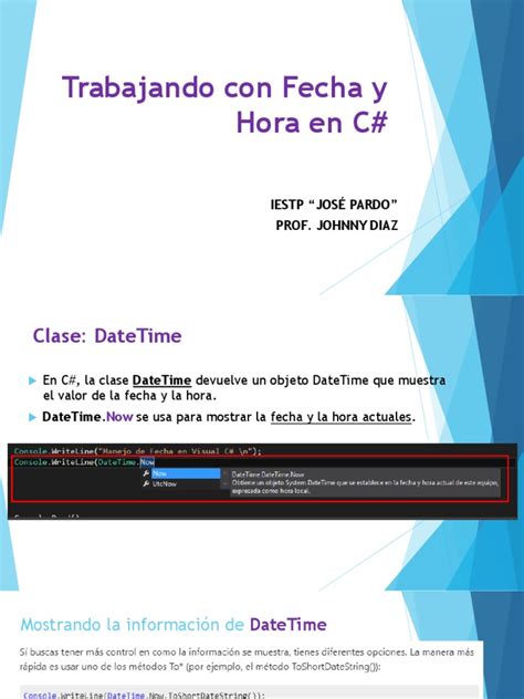 Funciones De Fecha Y Hora En C Pdf C Sharp Lenguaje De