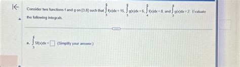 solved consider two functions f and g on [3 8] such that