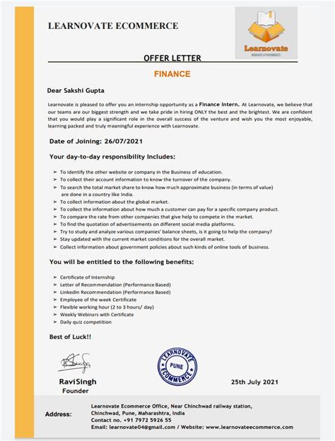 Sakshi Gupta On Linkedin Learnovateecommerce Intern Finance Internship