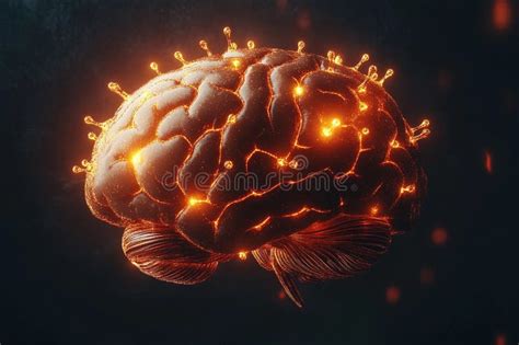 Brain Activity Illustrated With Glowing Connections Highlighting Neural Pathways And Cognitive