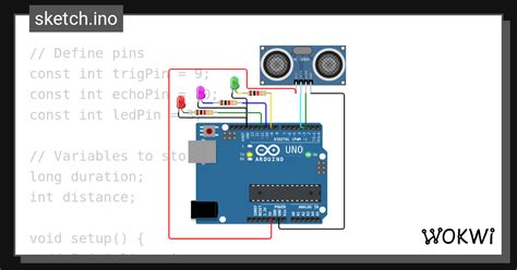 Ultrasonic Led Wokwi Esp32 Stm32 Arduino Simulator