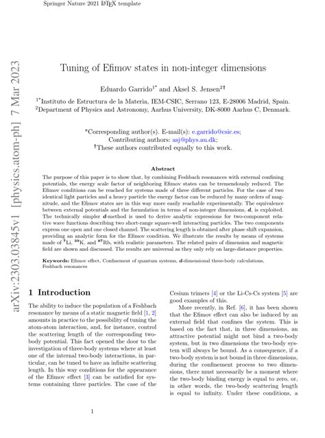 Pdf Tuning Of Efimov States In Non Integer Dimensions