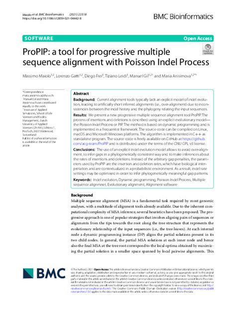 Pdf Propip A Tool For Progressive Multiple Sequence Alignment With