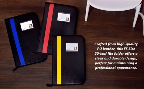 CAMPIO PU Leather Leaf Strip File Folder Professional Interview Portfolio Zipped Folder