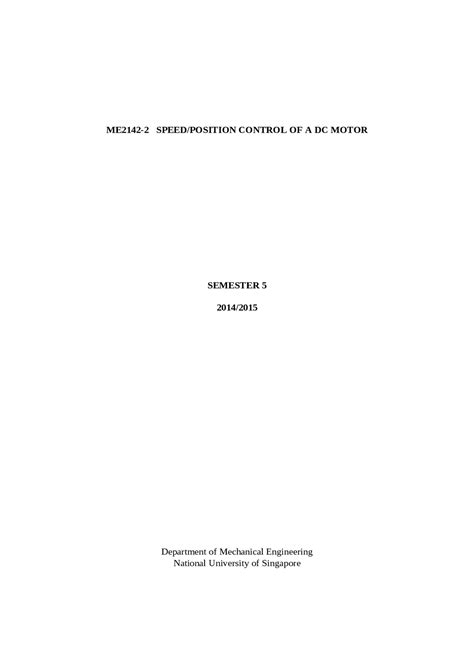 Speed Position Control Of A Dc Motor Docsity