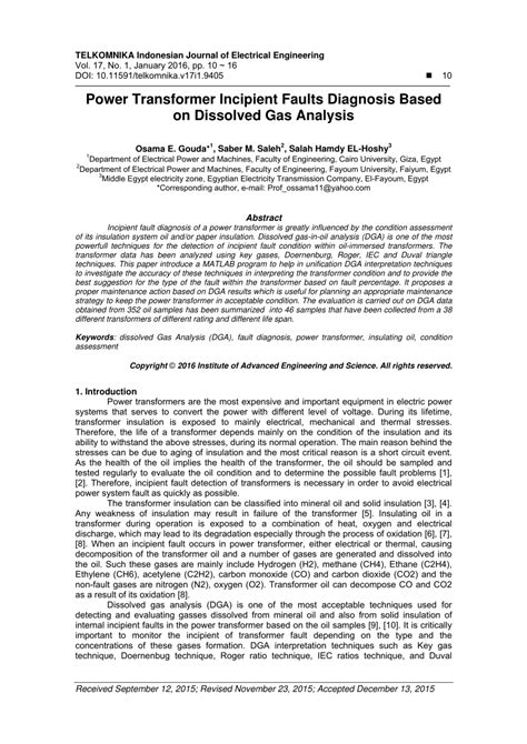 Pdf Power Transformer Incipient Faults Diagnosis Based On Dissolved