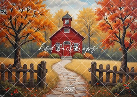 Autumn Schoolhouse Photo Backdrop Fall And Back To School Photography