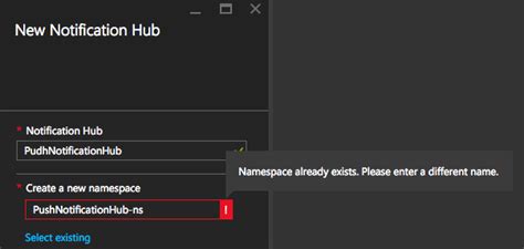 Azure Notification Hub Namespace Error Stack Overflow