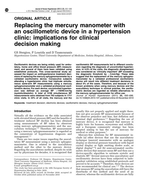 Pdf Replacing The Mercury Manometer With An Oscillometric Device In A Hypertension Clinic Pdf Replacing The Mercury Manometer With An Oscillometric Device In A Hypertension Clinic