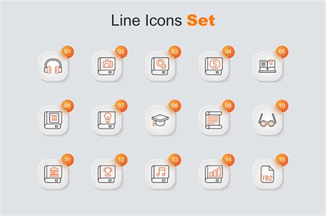 라인 Fb2 파일 금융 서적 오디오 도서 법률 안경 법령 양피지 스크롤 및 졸업 모자 아이콘을 설정합니다 벡터 교과서에 대한 스톡 벡터 아트 및 기타 이미지 Istock