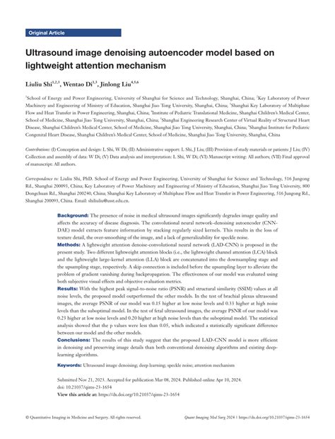 Pdf Ultrasound Image Denoising Autoencoder Model Based On Lightweight