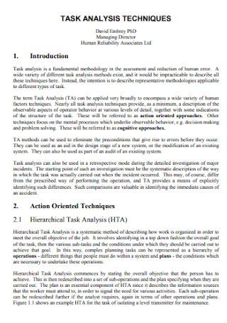FREE Task Analysis Samples To Download
