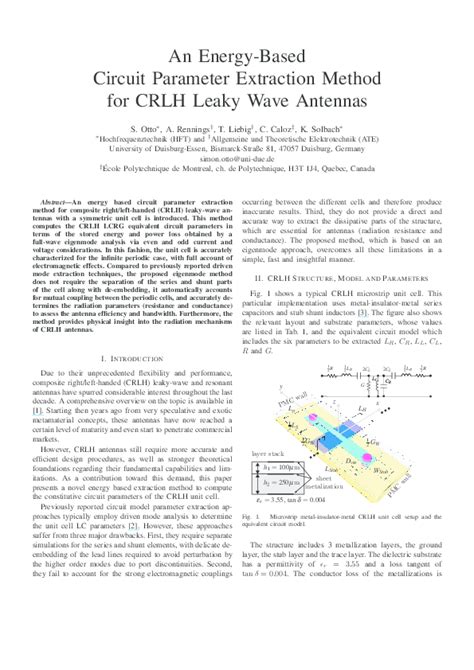 pdf an energy based circuit parameter extraction method for crlh