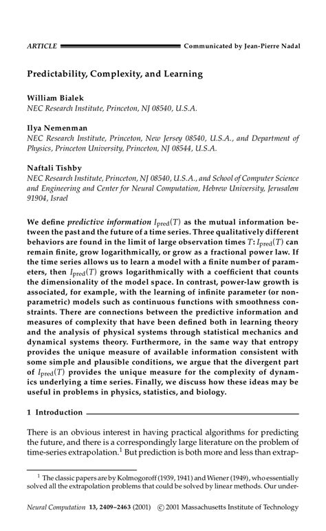 pdf predictability complexity and learning