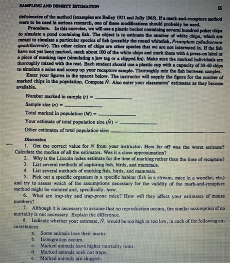Estimating Density By The Mark And Recapture Method