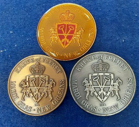 Freret 1988 Lot Of 3 Bronze Krewe Of New Orleans Mardi Gras Doublooons Mardi Gras Memorabilia
