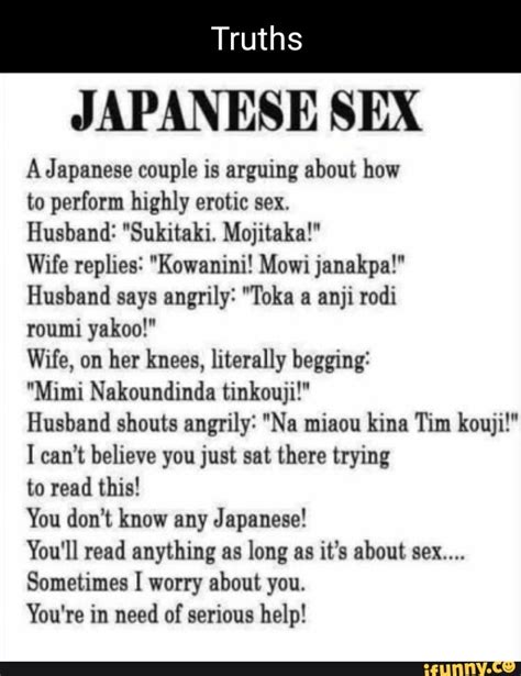 Truths Japanese Sex A Japanese Couple Is Arguing About How To Perform Highly Erotic Sex Husband