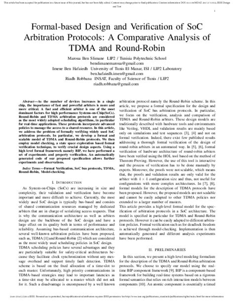 Pdf Formal Based Design And Verification Of Soc Arbitration Protocols A Comparative Analysis
