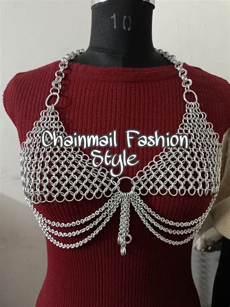 Chainmail Bra Chains Lyers Halter Bra Or Bikini Top Metal Harness