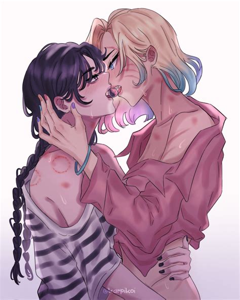 Rule 34 2girls Bite Mark Bite Marks Black Hair Blonde Hair Colored