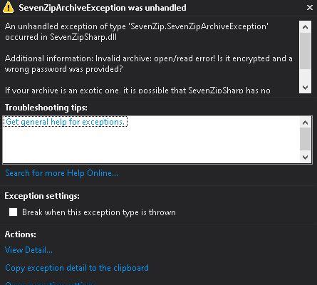 C Extract Z File Using Sevenzip Doesn T Work For Larger Files GB Stack Overflow