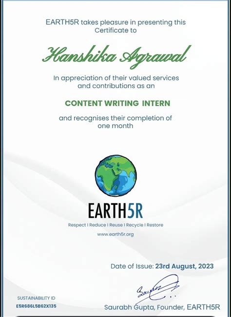 Hanshika Agrawal On Linkedin Environment Internship Volunteer