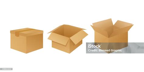 골판지 상자 모형 모음 깨지기 쉬운 표시를 가진 선적 판지 열리고 닫힌 상자 0명에 대한 스톡 벡터 아트 및 기타 이미지 0명 3차원 형태 갈색 Istock