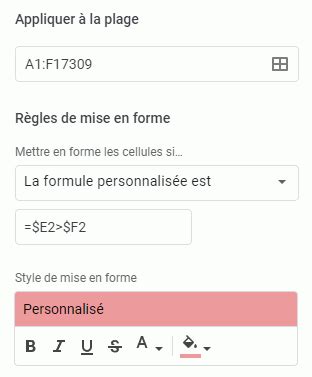 Sheets Mise En Forme Conditionnelle