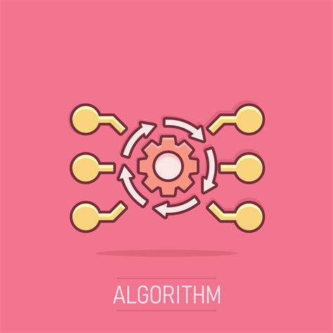 Vector Cartoon Algorithm Api Software Icon In Comic Style Gear With Arrow Concept Illustration