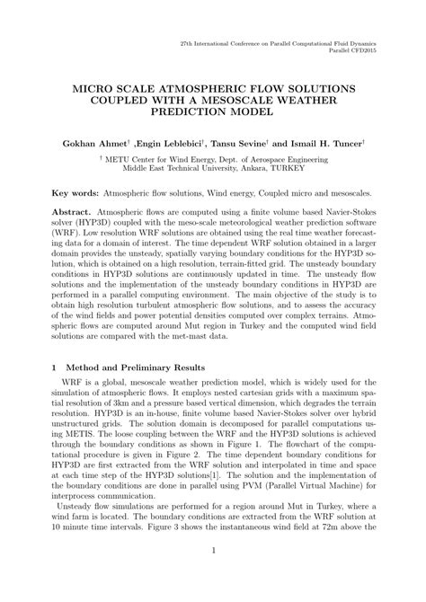 pdf micro scale atmospheric flow solutions coupled with a mesoscale