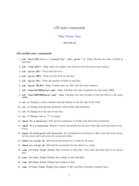 100 useful unix commands pdf computer file data management