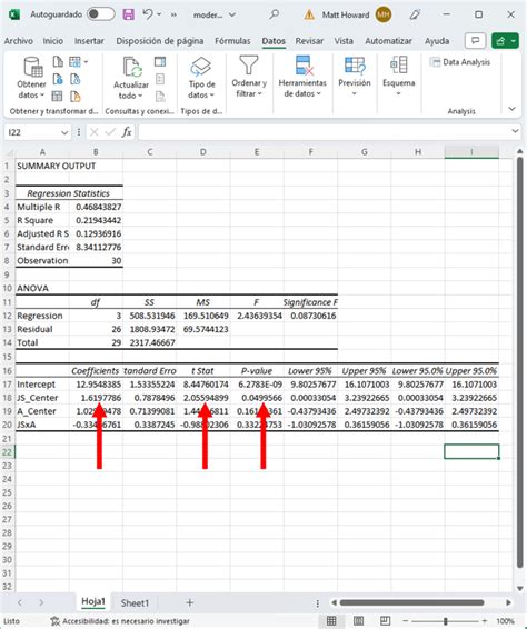 Moderación Con Regresión En Excel Dr Matt C Howard