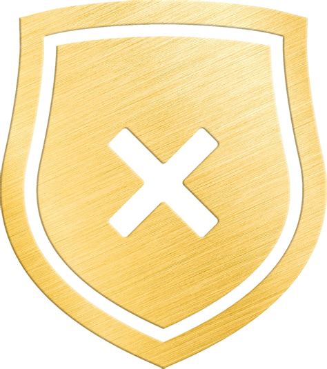 Premium Psd Gold Shield With Cross X Mark Icon Shield For Negative