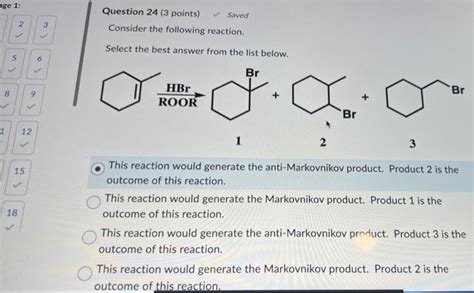 Solved Consider The Following Reaction Select The Best